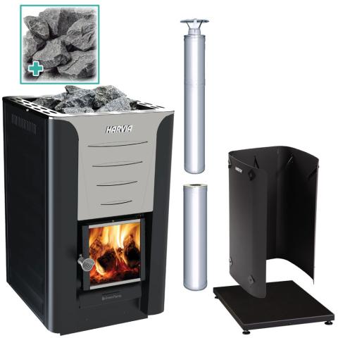 Harvia PRO 20 Wood Burning Stove Kit SS | Steam Sauna Bath